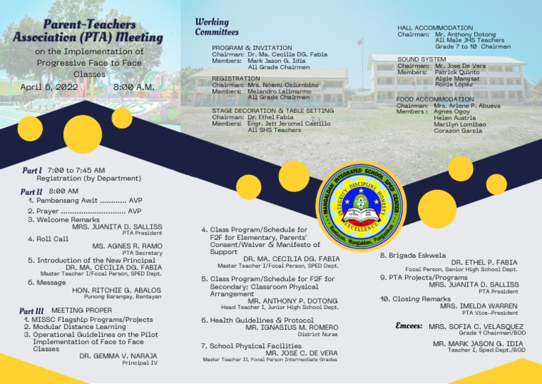 PTA MEETING Program Invitation | PDF | Behavior Modification | Schools