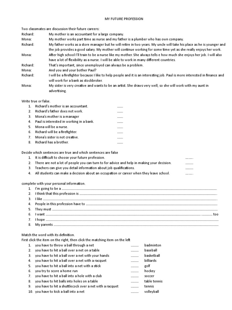 Two classmates discuss future careers | PDF | Sports