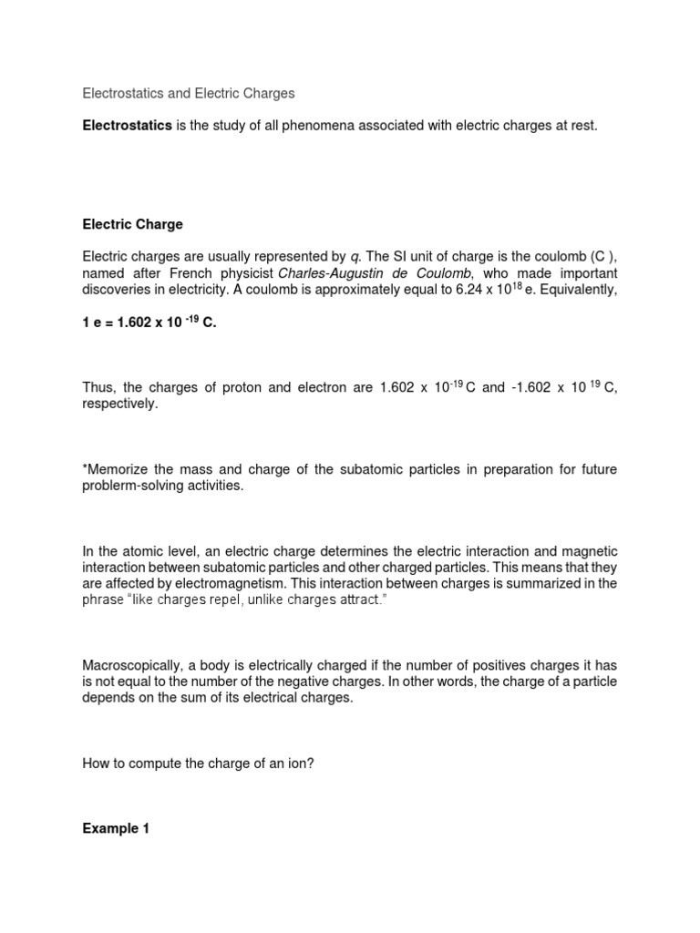 Module 1 Physics | PDF | Electric Charge | Electric Field