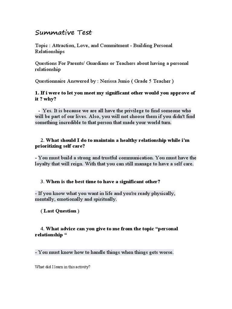 Summative Test (PERDEV) | PDF Summative Test (PERDEV) | PDF