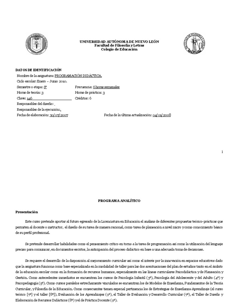 6o. Programación Didáctica | PDF | Evaluación | Plan de estudios