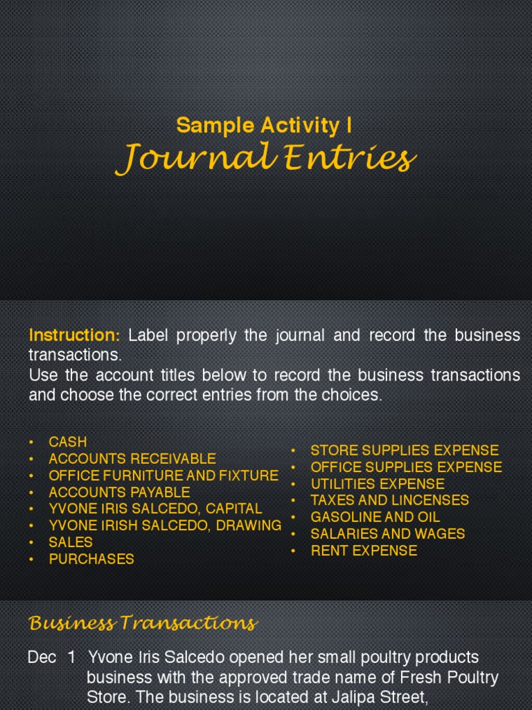 Journal Entries for Poultry Business | PDF | Receipt | Debits And Credits