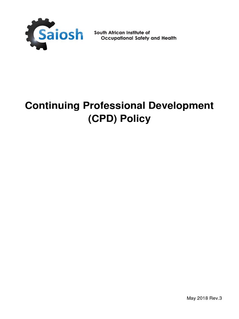 Saiosh CPD Policy Rev 3 | PDF | Professional Development | Occupational ...