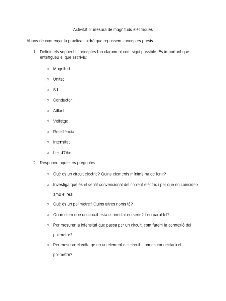 Activitat 5 Mesura de Magnituds Elèctriques | PDF