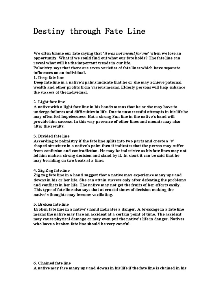 Fate Line | Download Free PDF | Hand