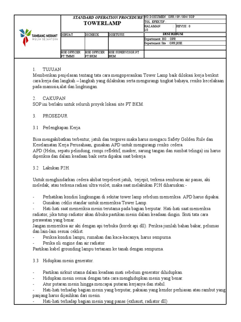SOP Tower Lamp | PDF