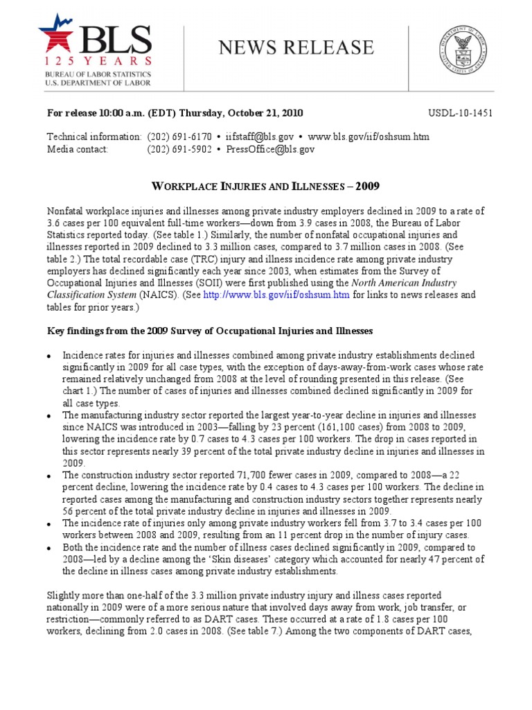 OSHA Statistics | PDF | Employment | Occupational Safety And Health