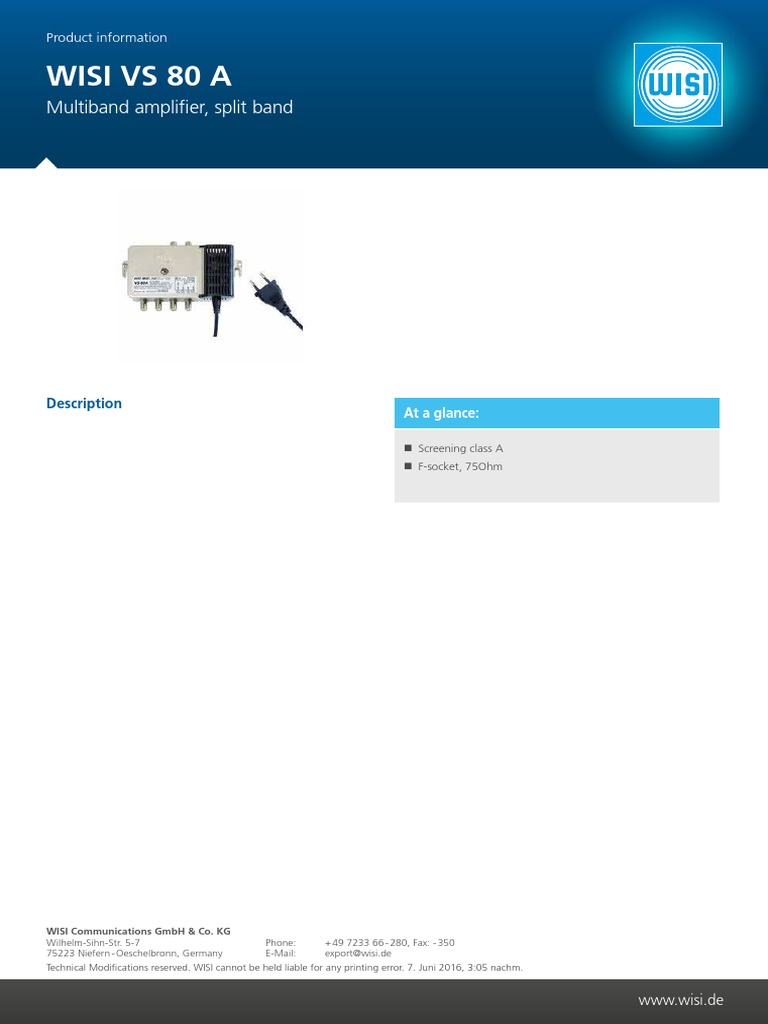 Product Info WISI-VS-80-A en | PDF