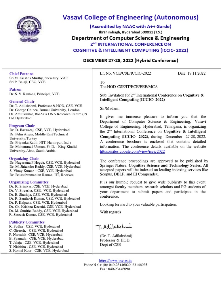 ICCIC Invitation Letter | PDF