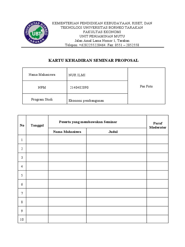 Kartu Kehadiran | PDF