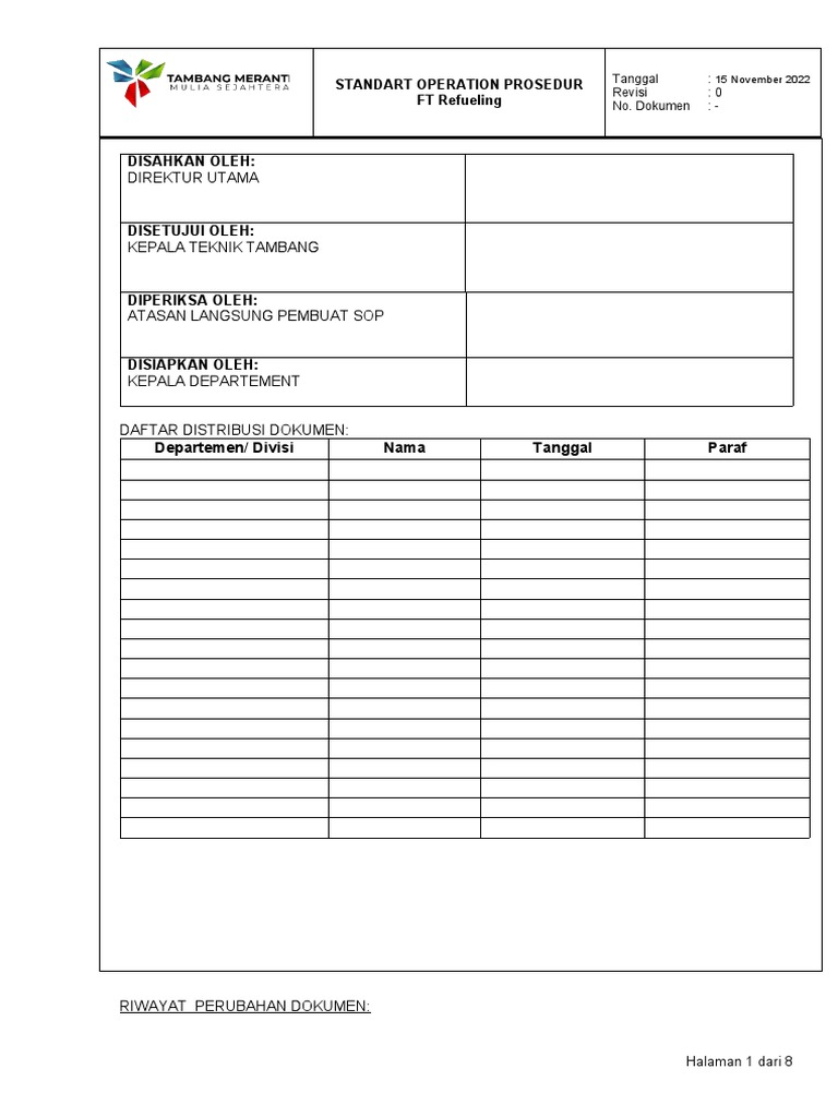 SOP Refueling Fuel Truck | PDF