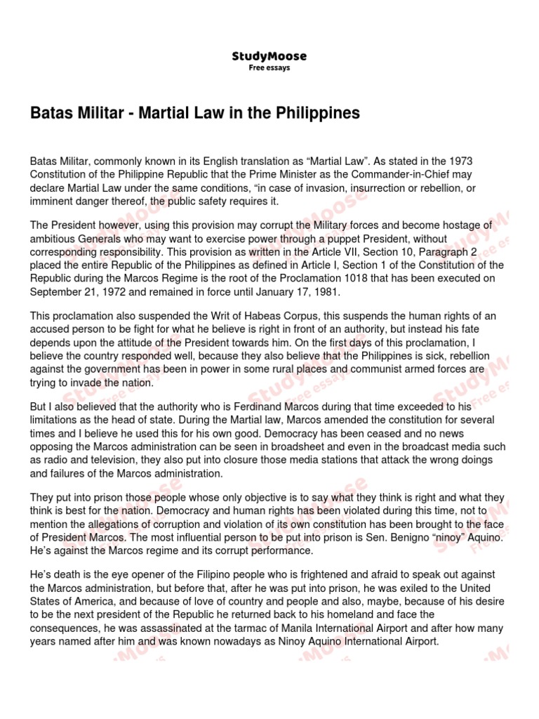Batas Militar: A Critical Overview | PDF | Martial Law | Government