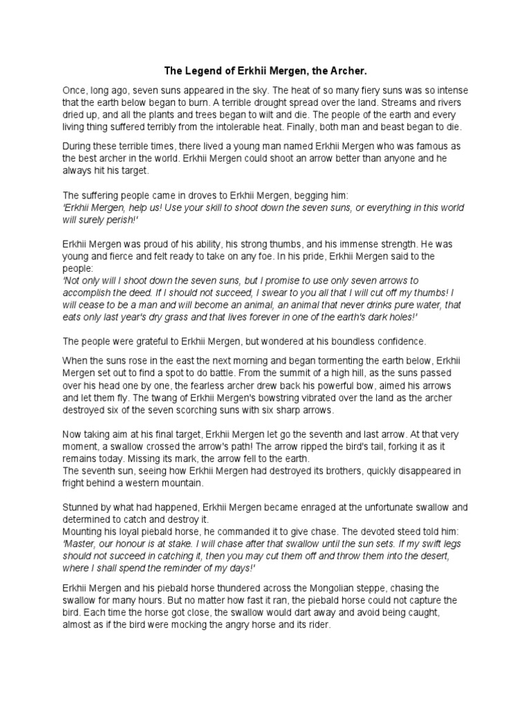 The Legend of Erkhii Mergen | PDF