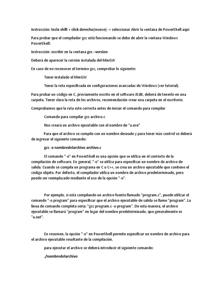 Instrucciones de GCC y Jedit | PDF