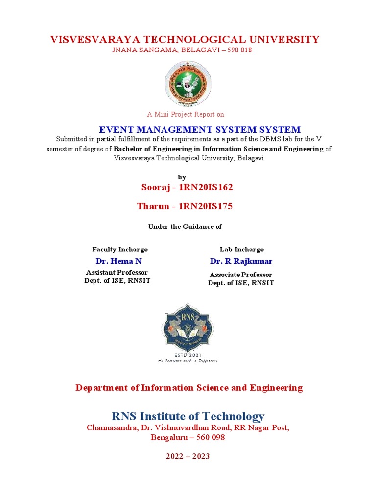 Event Management System - FINAL | PDF | Html5 | Databases