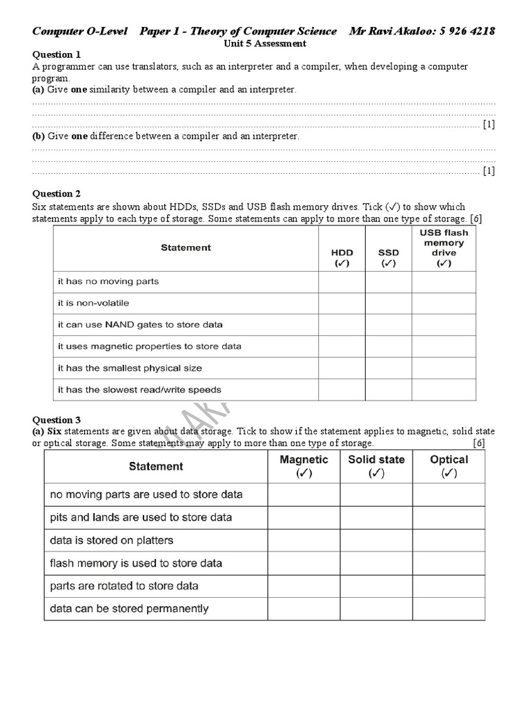 Unit 5 Assessment | PDF | Computer Data Storage | Solid State Drive