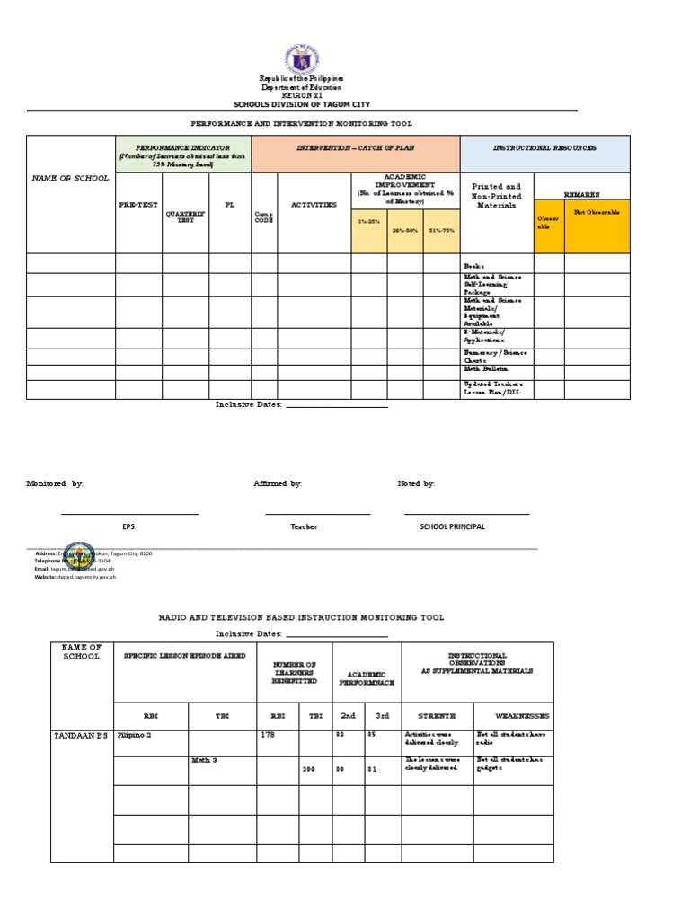 Monitoring Academic Performance and Implementing Targeted Interventions ...