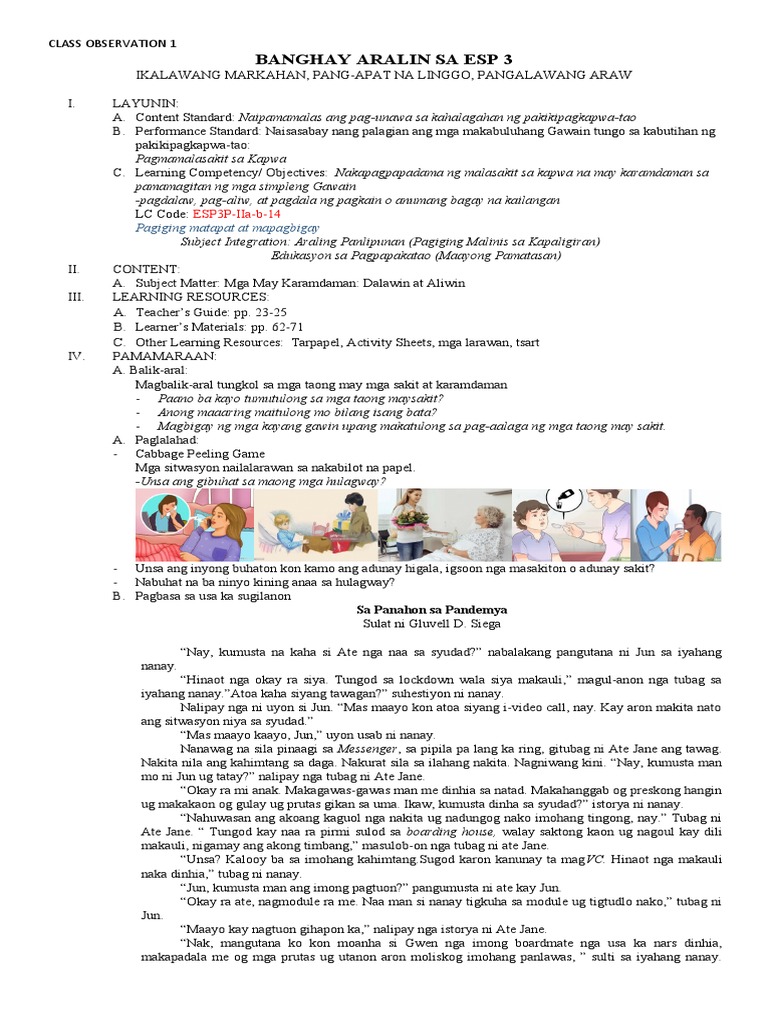 COT LESSON PLAN in ESP 3 2ND Q W4 D2 | PDF