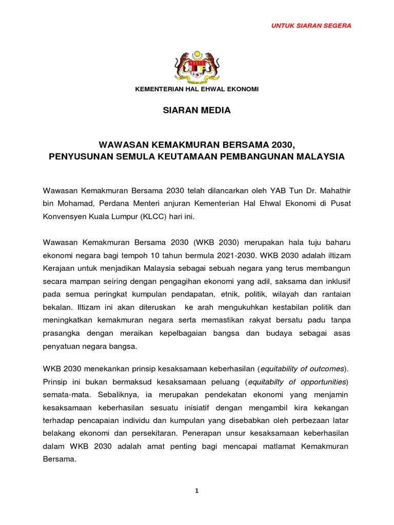 35 - Siaran Media Majlis Pelancaran Wawasan Kemakmuran Bersama 2030 - 0 ...