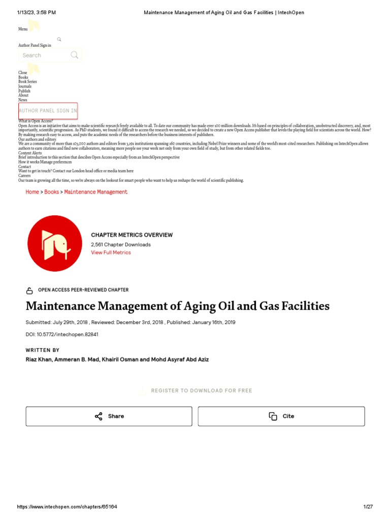 Maintenance Management of Aging Oil and Gas Facilities - IntechOpen ...