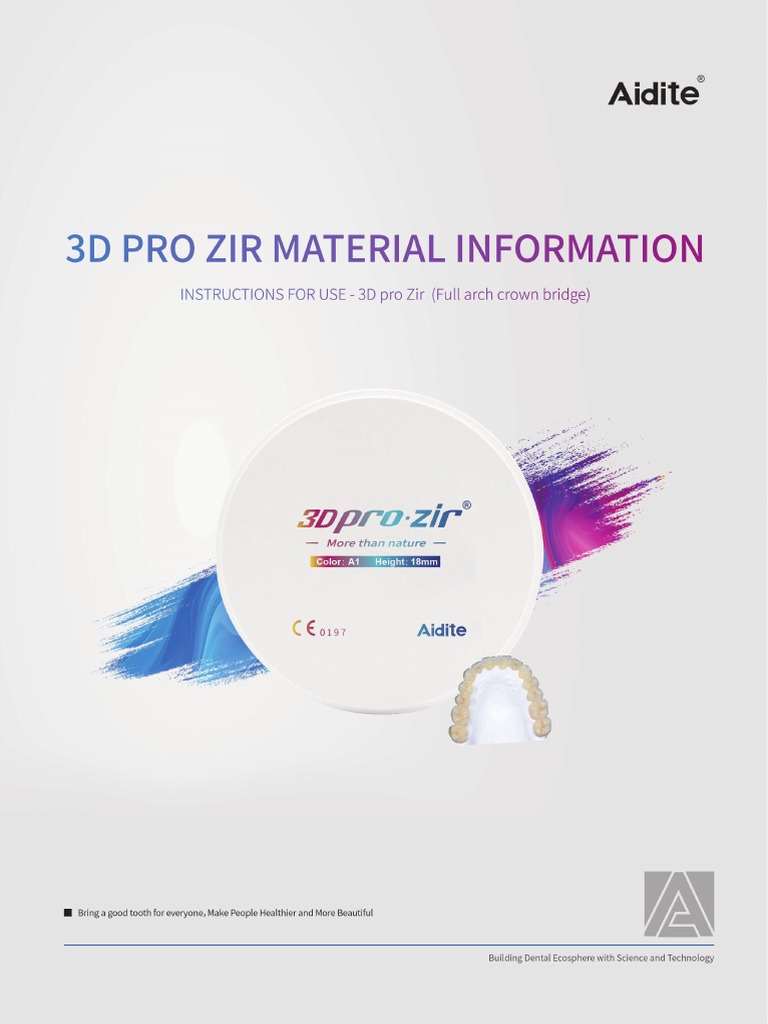 1-2 INSTRUCTIONS FOR USE - 3D Pro Zir (Full Arch) | PDF