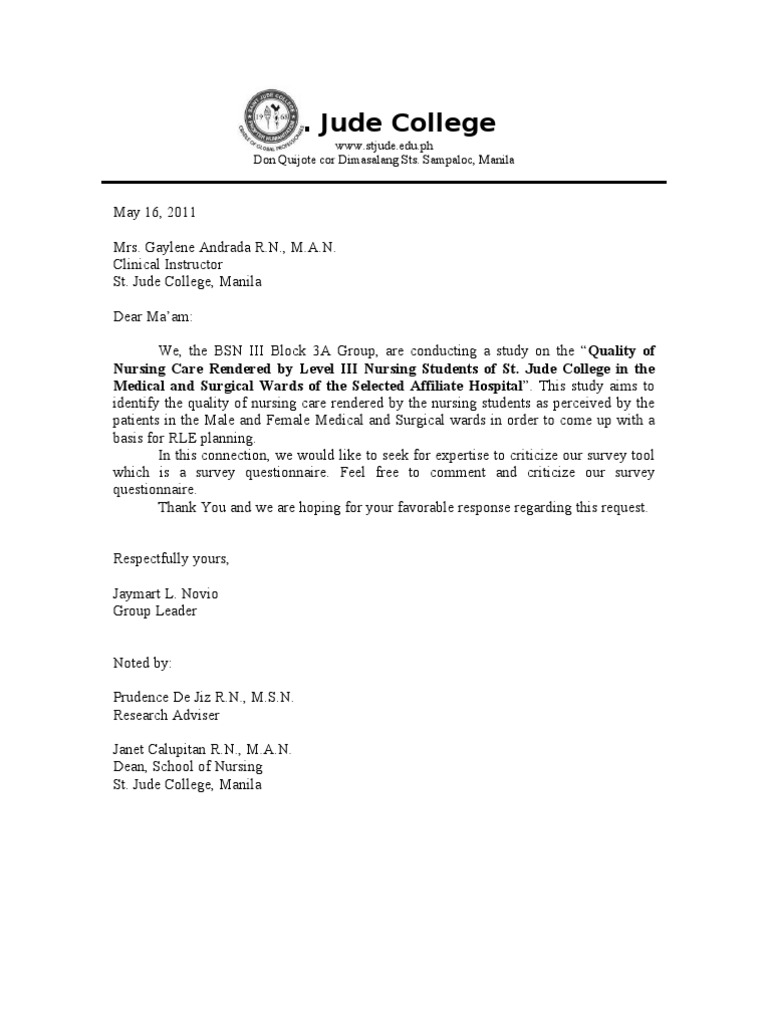 Critique Letter | PDF | Nursing | Hospital