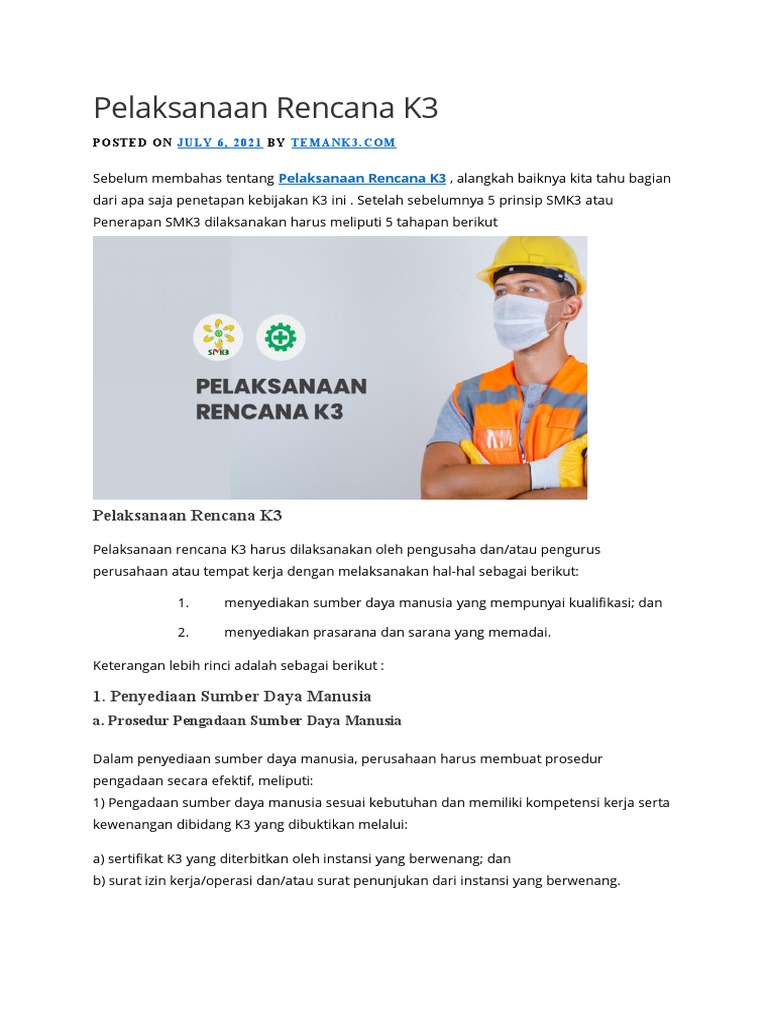 Rencana k3 | PDF