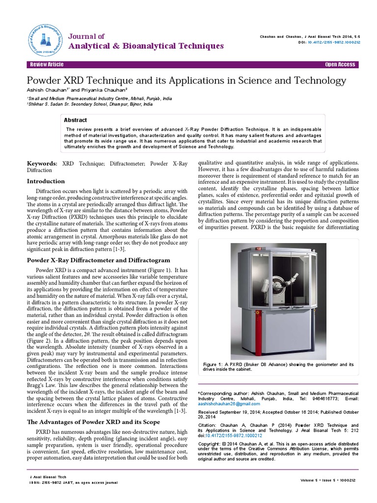 Powder XRD Technique and Its Applications in Science and Technology ...