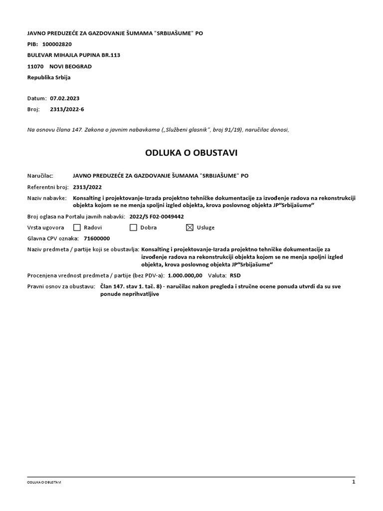 Odluka o Obustavi Postupka | PDF