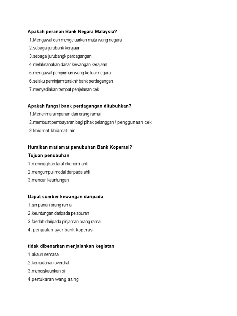 Apakah Peranan Bank Negara Malaysia | PDF