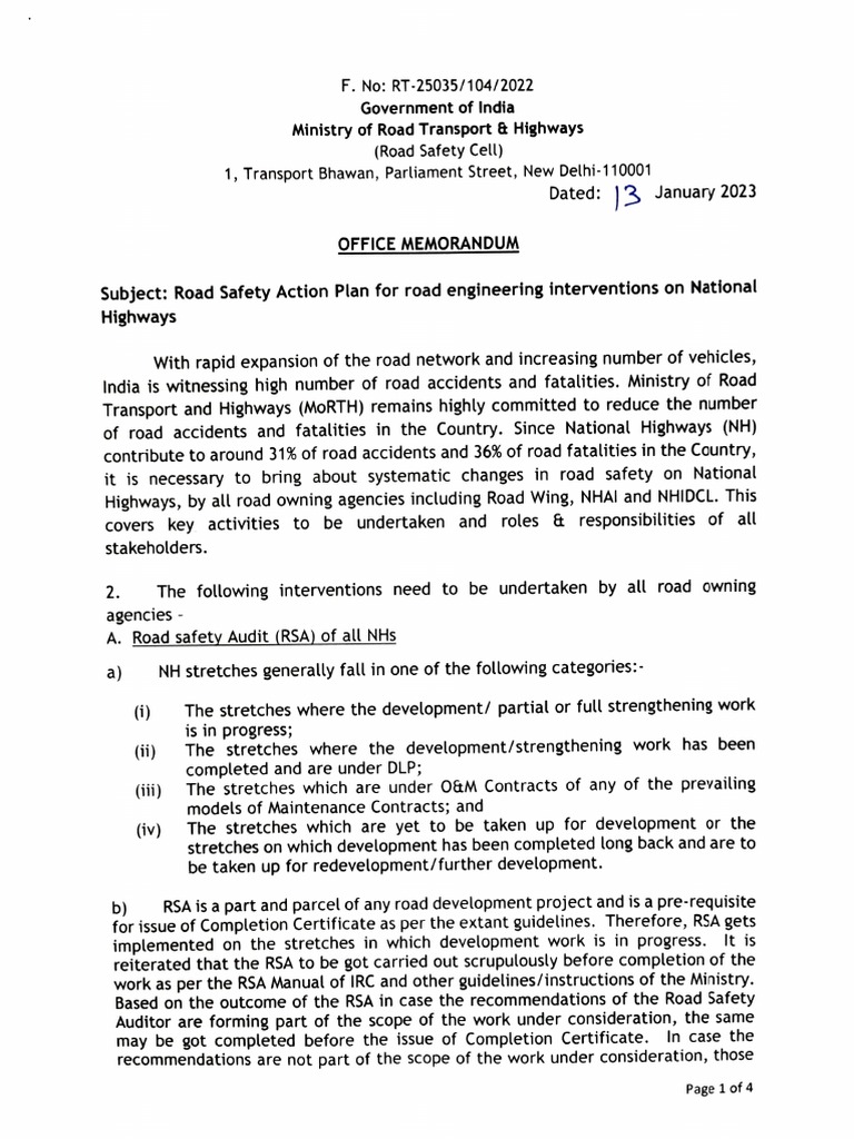 13 Jan 2023 Road Safety Action Plan | PDF | Road | Road Traffic Safety
