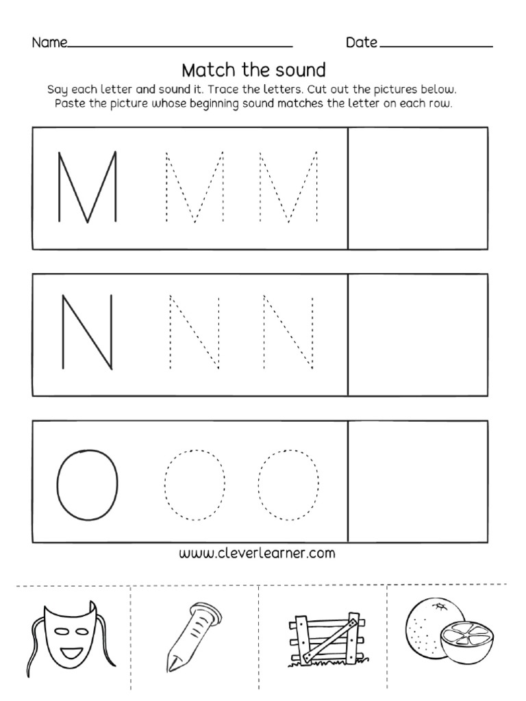 Letter Sound Matching Preschool Activity Worksheet M N o 1 | PDF