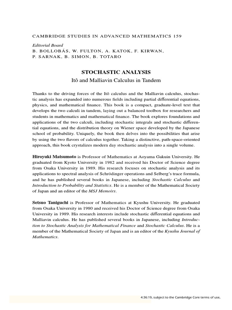 Stochastic Analysis | PDF | Stochastic Process | Stochastic Differential Equation