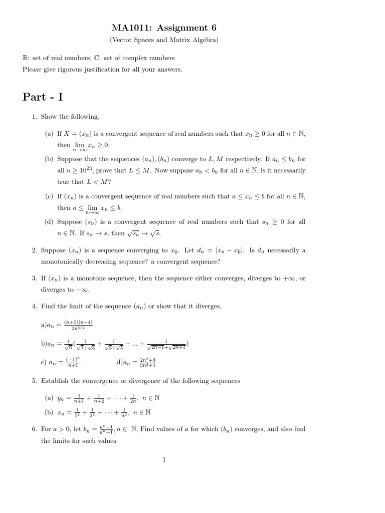 Assignment 6 | PDF | Limit (Mathematics) | Sequence