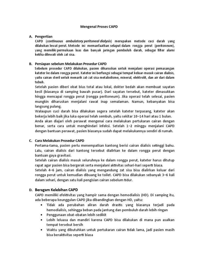 Edukasi Pasien CAPD | PDF