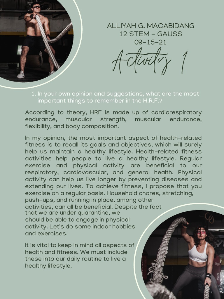 Activity 1 HRF - Gauss - Macabidang - 09!15!21 | PDF | Physical Fitness | Public Health