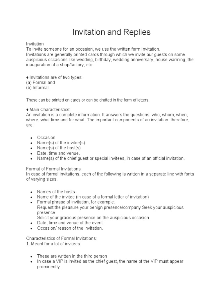 Invitation and Replies | PDF | Linguistics