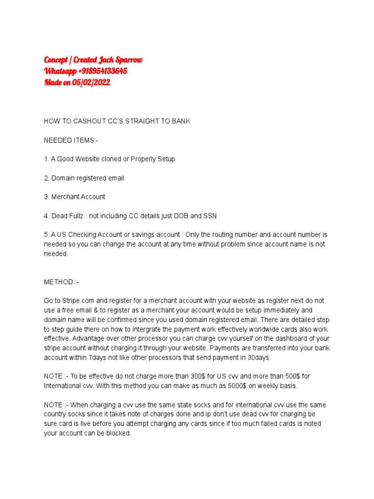 CC To Bank Cashout 2023 | PDF