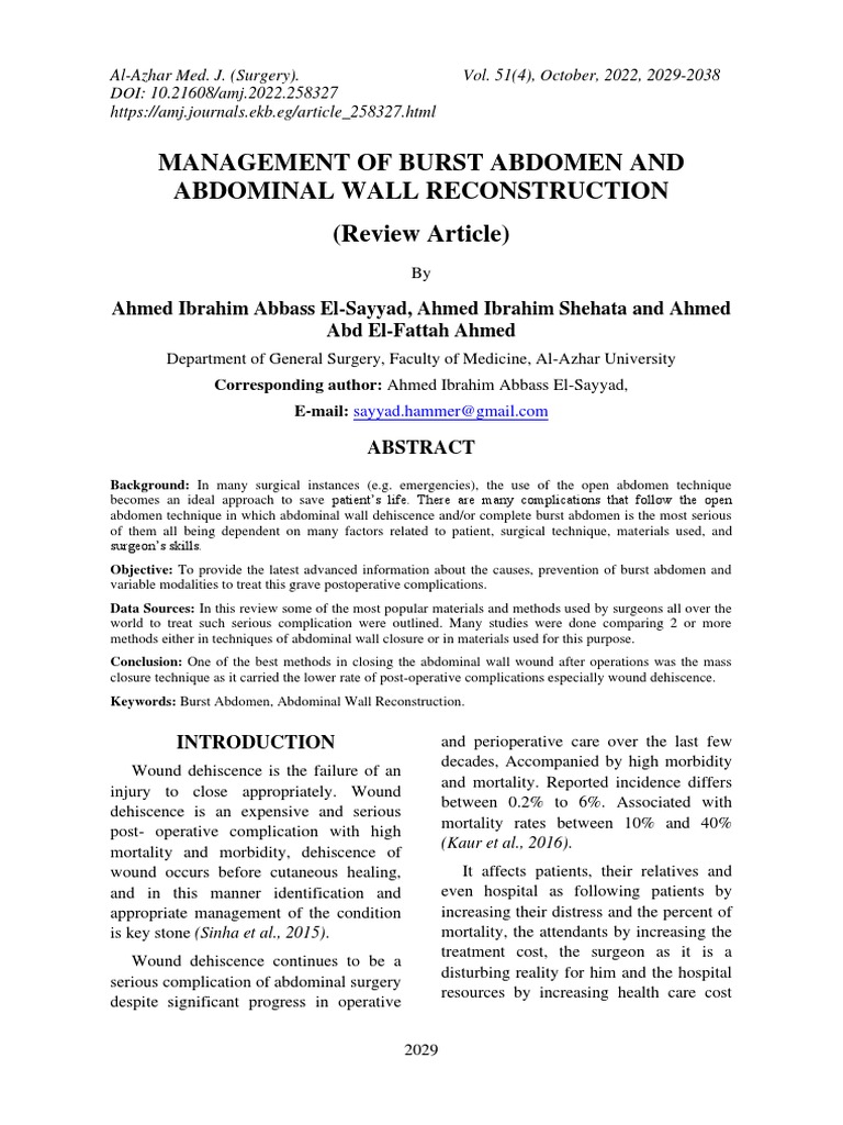 El-Sayyad - Management of Burst Abdomen and Abdominal Wall ...