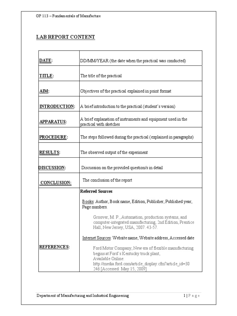 Casting Lab Report Template | PDF