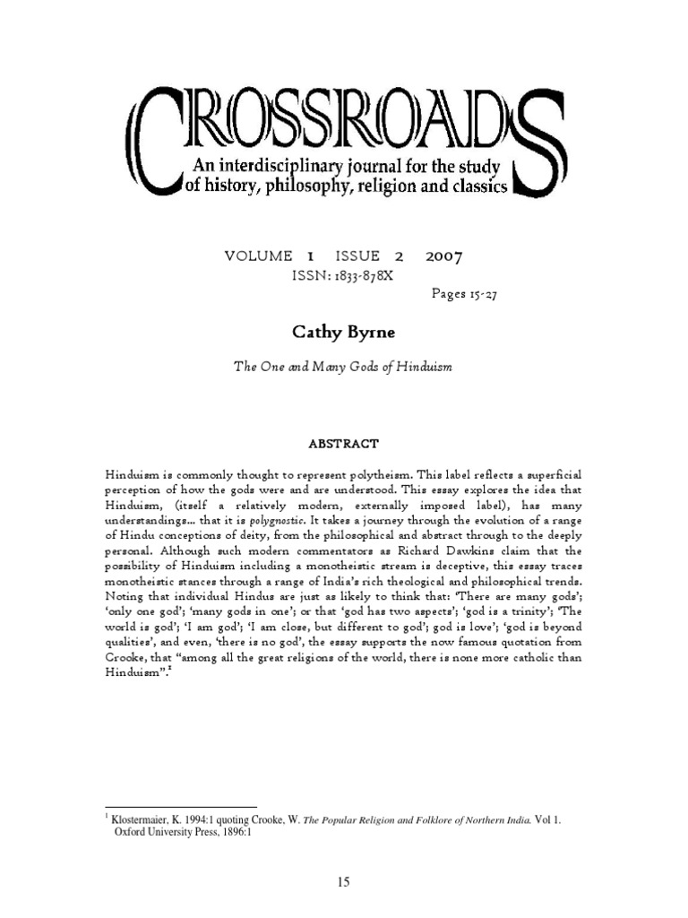 The Evolution of Hindu Concepts of Divinity: Exploring Polytheism ...