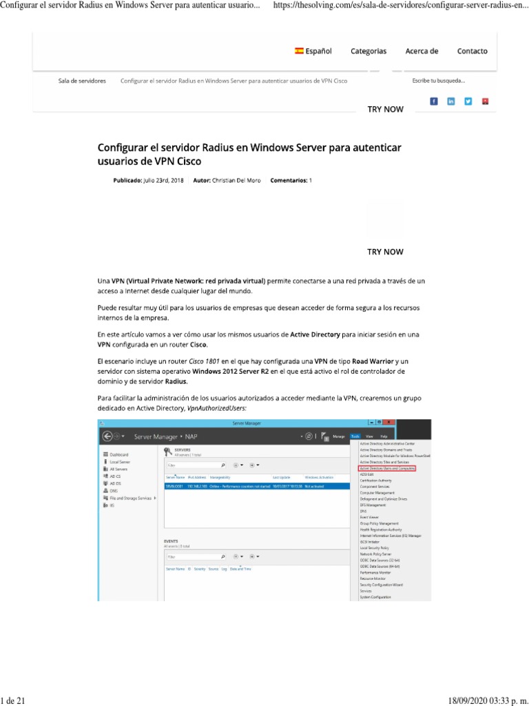 Configuración de Servidor Radius en Windows | PDF | Seguridad | La seguridad informática