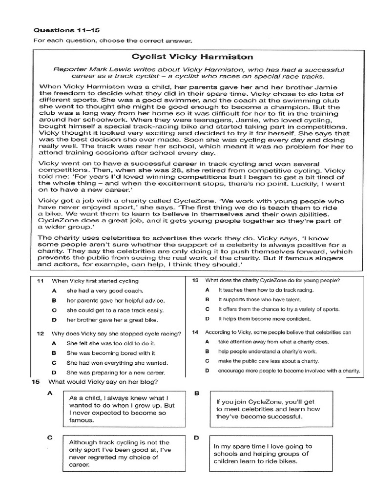 Homework 1 Feb Reading PET PART 3 TEST 1 & TEST 2 | PDF