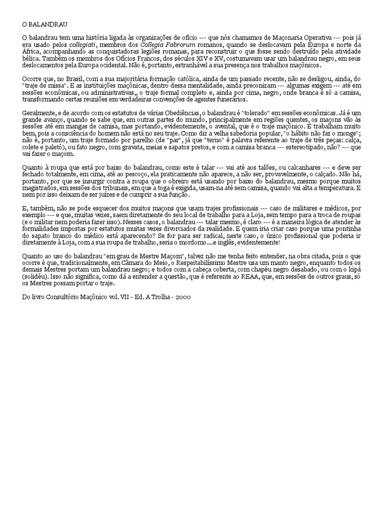 O Balandrau - Consultório Maçônico A Trolha | PDF | Maçonaria | Loja ...