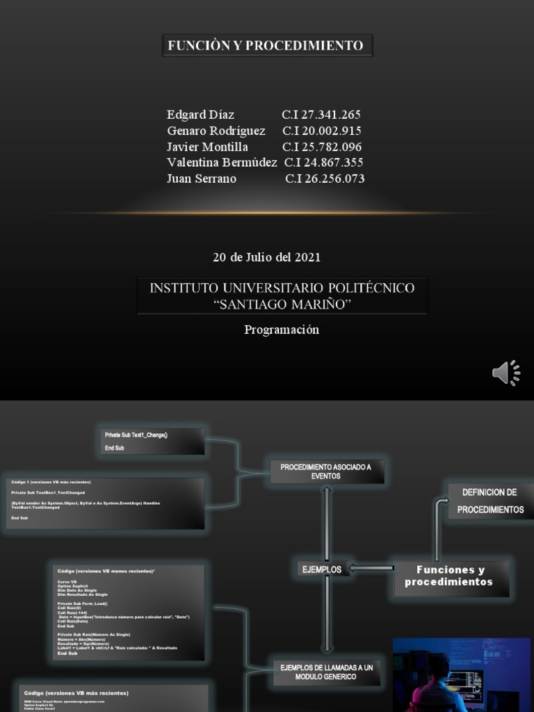 Funciones y Procedimientos de Visual Basic | PDF | Cadena (informática) | Notación
