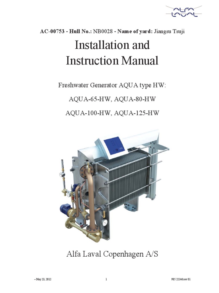 Installation and Instruction Manual For Fresh Water Generator Aqua Type ...