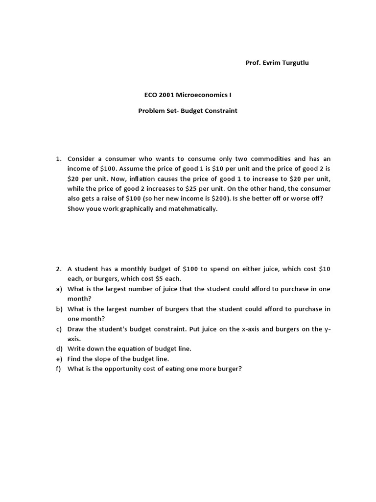 Budget Constraint | PDF | Business | Finance & Money Management