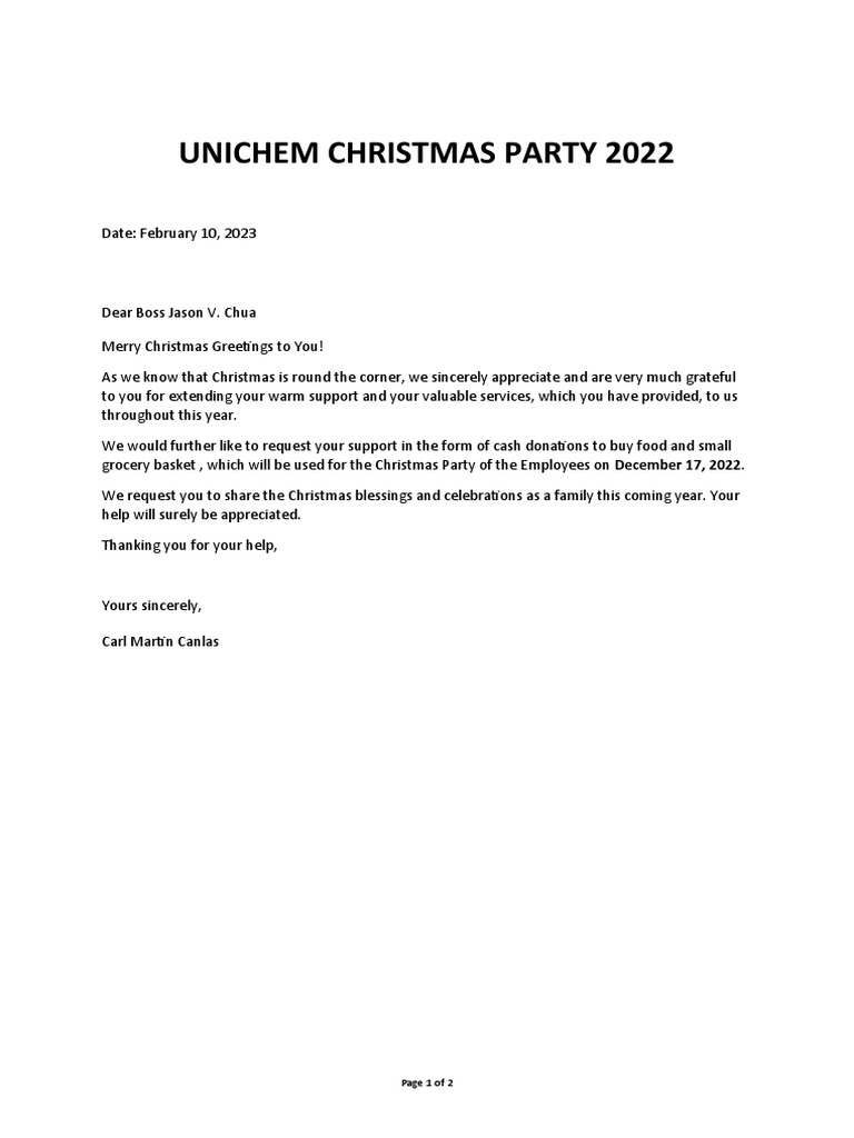 Xmas Party Letter | PDF | Cooking, Food & Wine