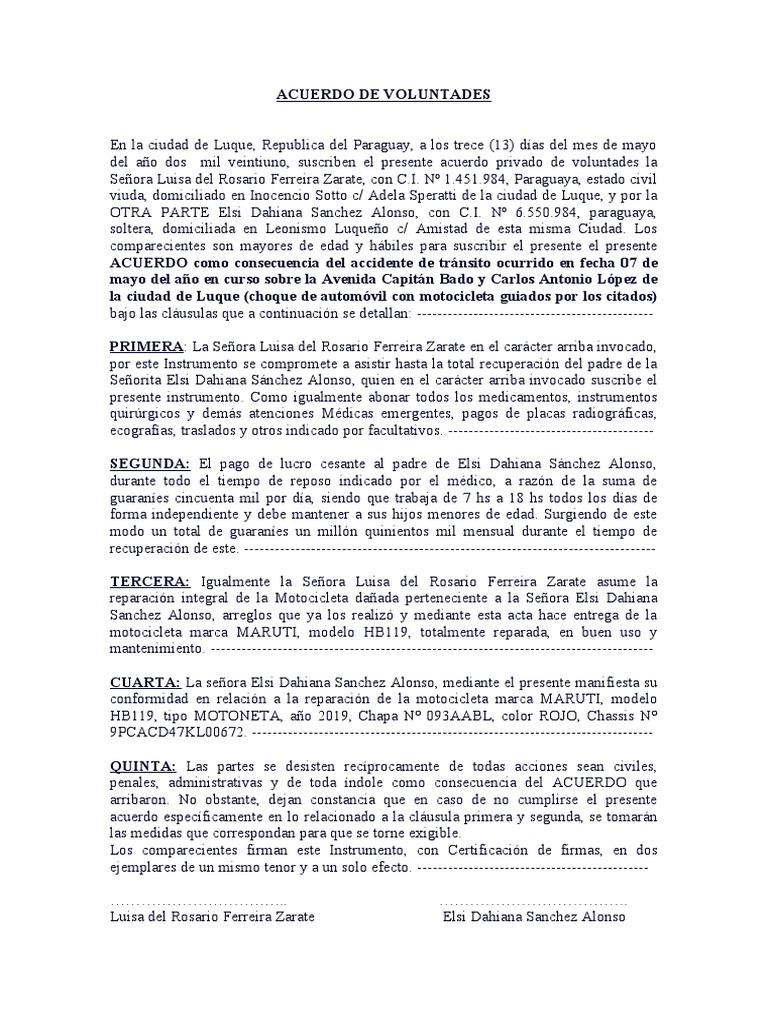 Acuerdo de Voluntades | PDF