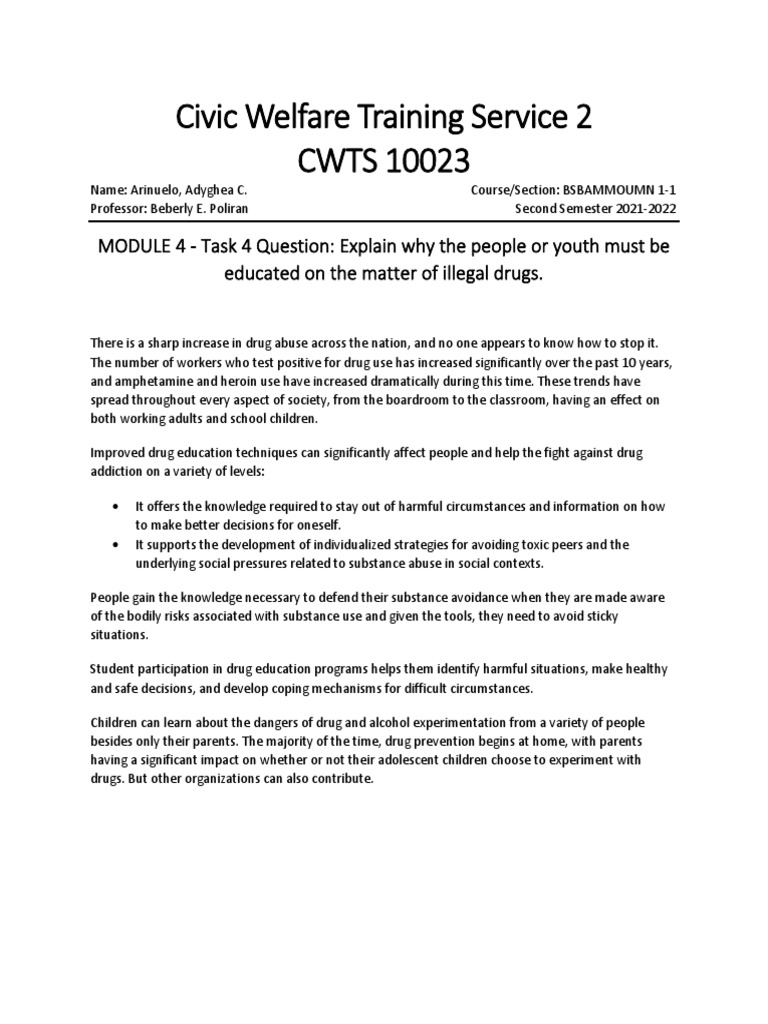 Module 4 - Civic Welfare Training Service 2 | PDF